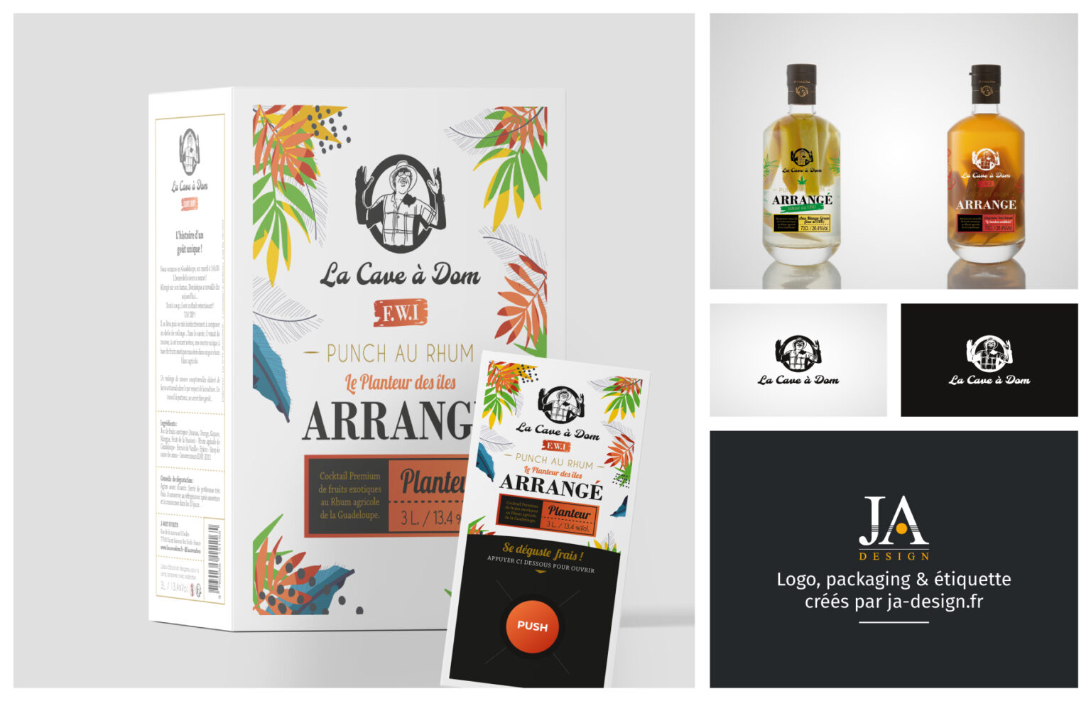 Creation-packaging-et-etiquette-rhum-arrangé-La-Cave-à-Dom-JA-Design ...